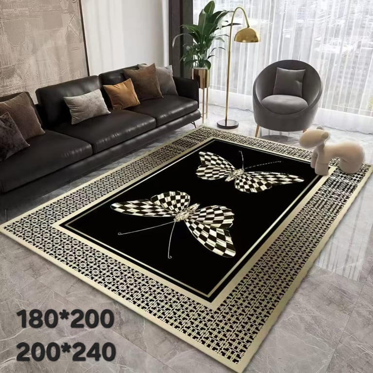 GENERICO - Alfombra Lisa con Diseño 3D 200 x 240 cm, Negro TF041 ...