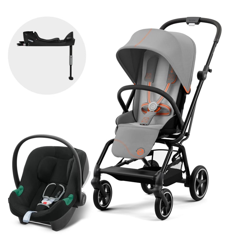 CYBEX - Coche Travel System Eezy S Tw Pl Blk L.Grey + Aton B2 | Ofertitas
