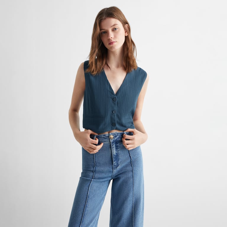 MANGO TEEN - Chaleco Crop Rayas Mujer | Ofertitas