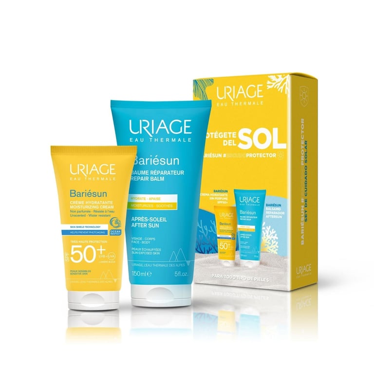 URIAGE - Set Protector Solar Bariésun Fluido Ultra-ligero SPF 50+ 30 ml + Bálsamo Aftersun 150 ...