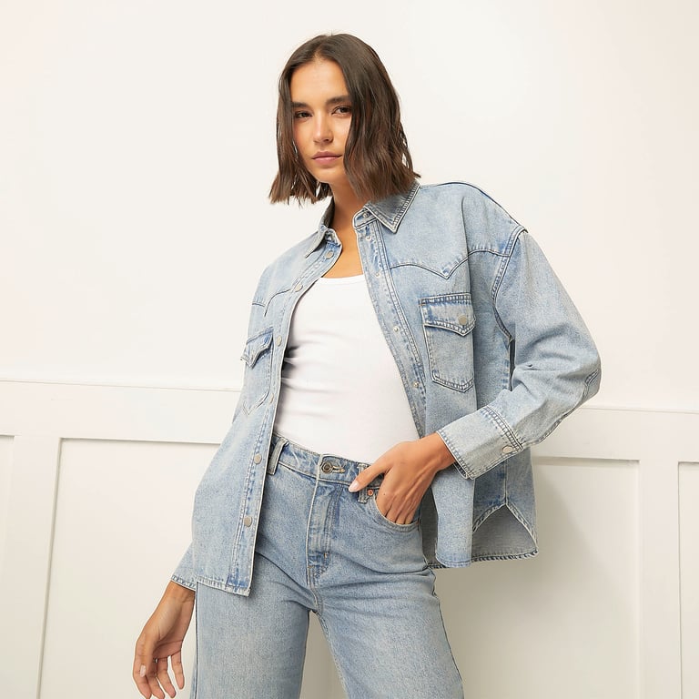 BASEMENT - Blusa Manga Larga Algodón Mujer | Ofertitas