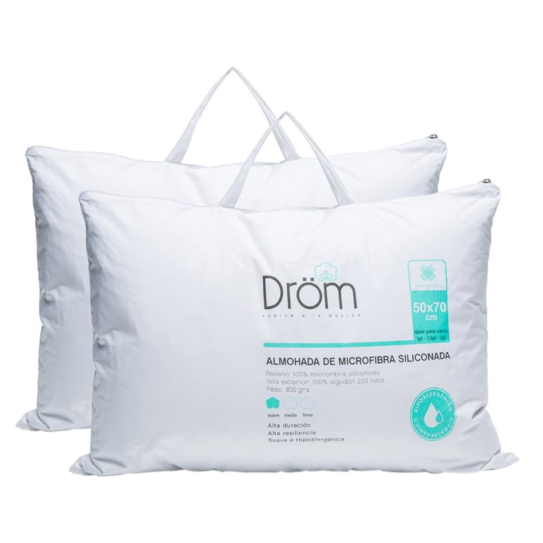 DROM - Pack 2 Almohadas de Microfibra Siliconada Dröm 50x70 | Ofertitas